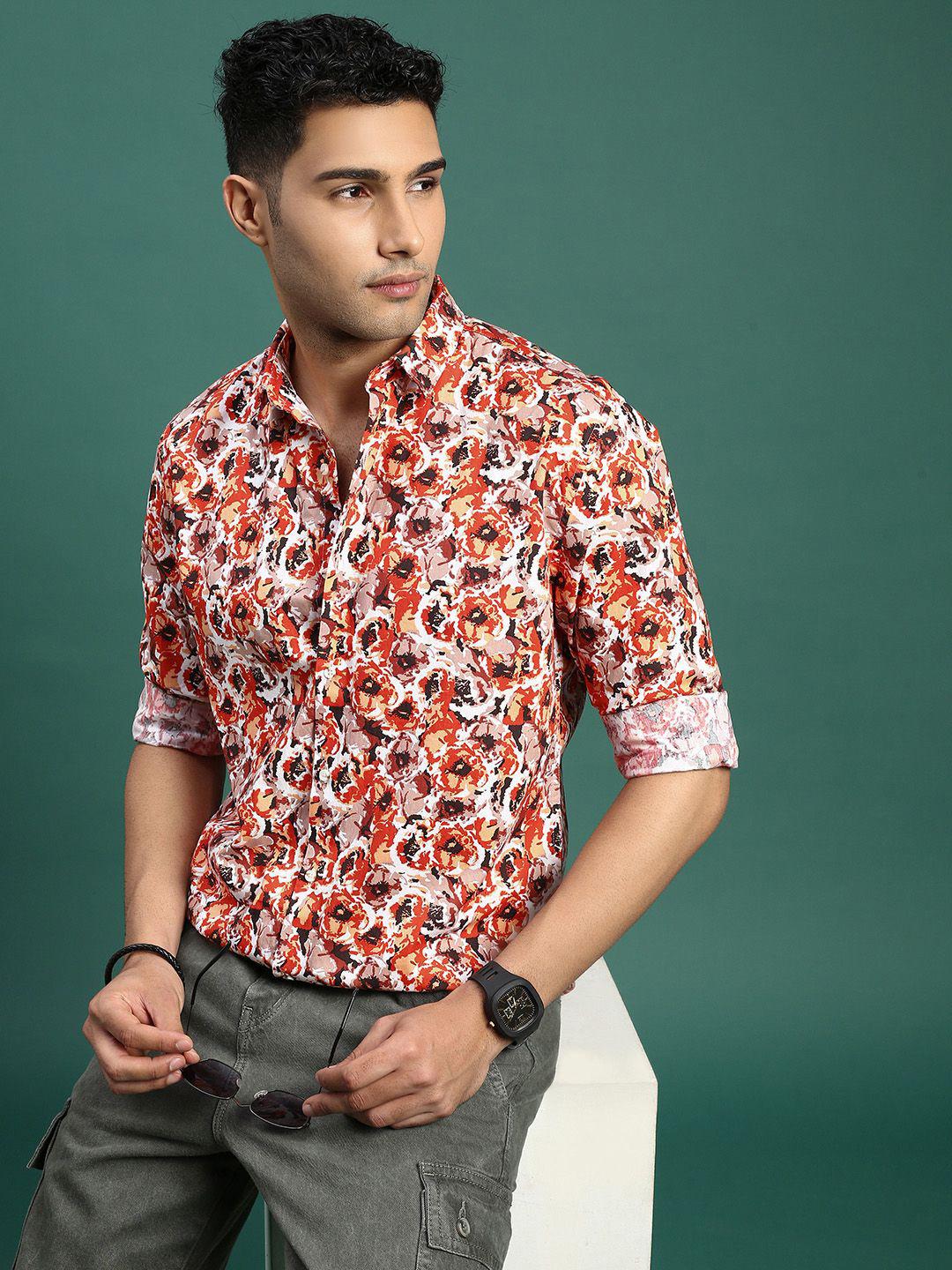 Buy SHOWOFF Men Standard Slim Fit Abstract Printed Spread Collar Casual ...