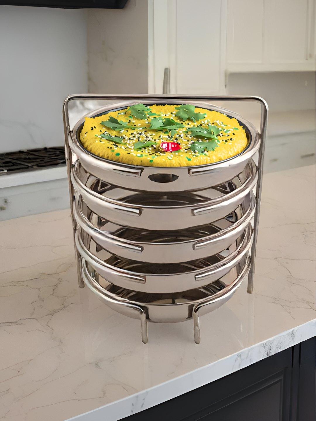Buy USHA SHRIRAM Stainless Steel Set Of 5 Round Plates Dhokla Maker ...