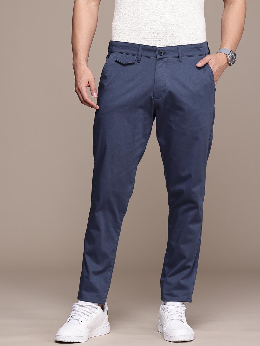 Buy French Connection Men Regular Fit Solid Casual Chinos Trouser ...