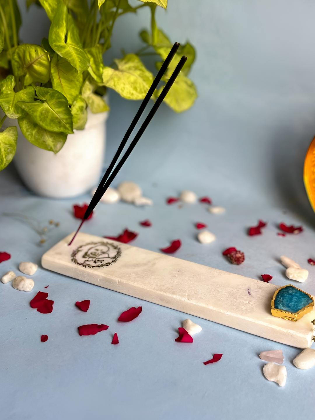 Buy HOMEARTE Marble Scented Durga Puja Incense Stick Holder - Pooja ...