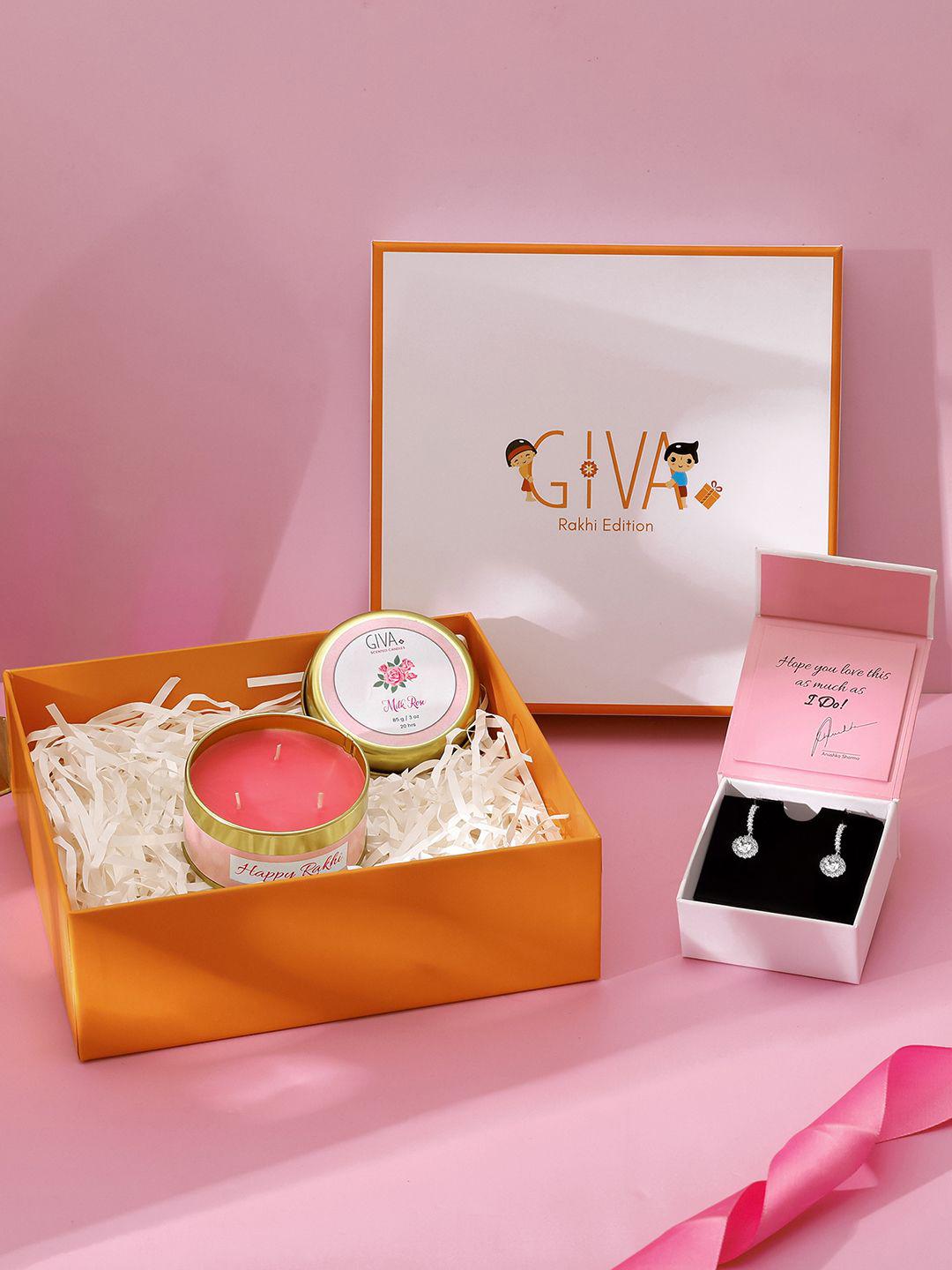 Buy GIVA 925 Silver Cubic Zirconia Studded Earring With Candle Rakhi ...