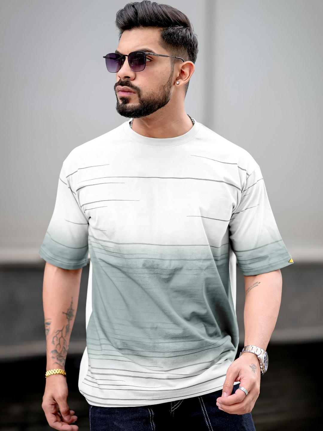 Buy Maniac Men Abstract Printed Neck Cotton Oversized Tshirt - Tshirts ...
