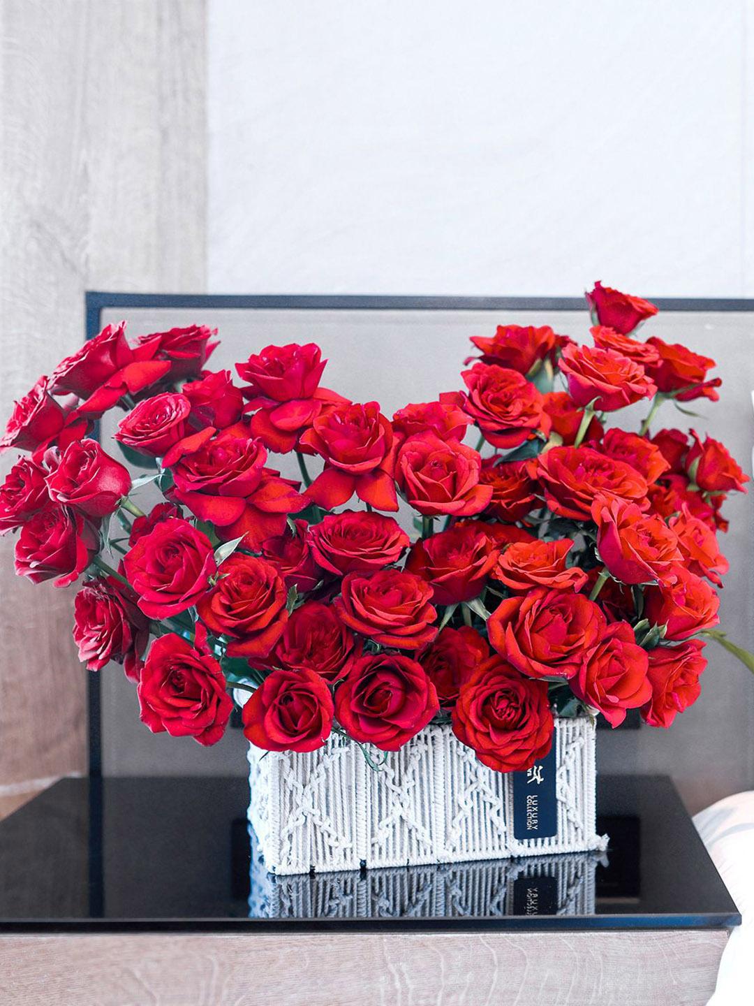 Buy Interflora 50 Pcs Rose Fresh Flowers Basket - Fresh Flowers for ...