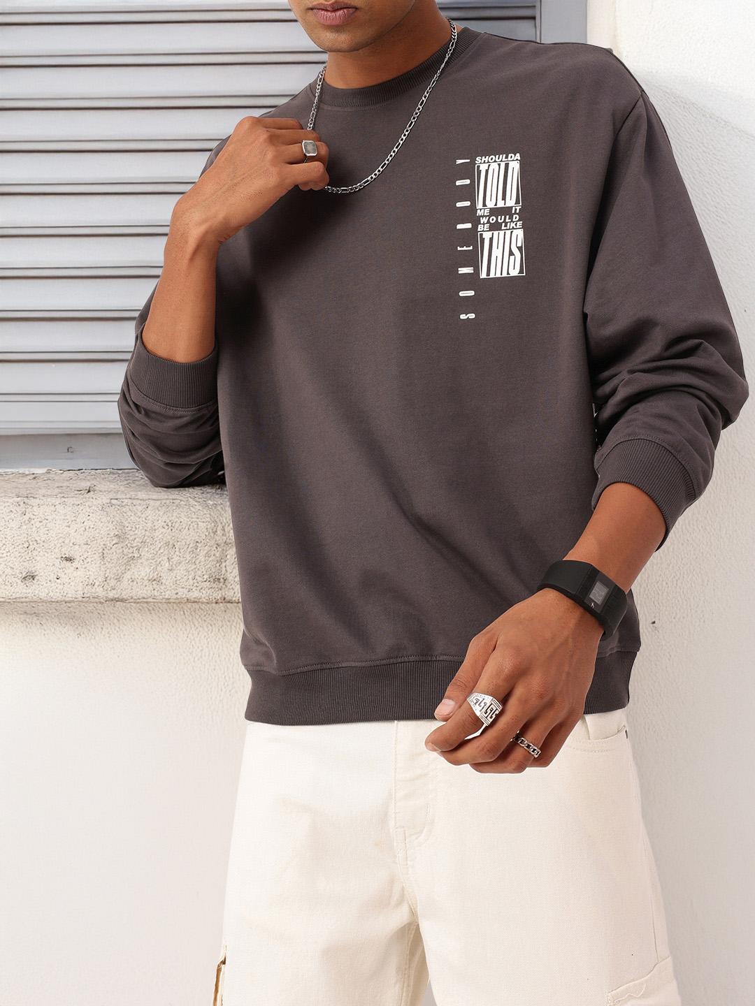 Buy Kook N Keech Typography Printed Cotton Terry Relaxed Fit Sweatshirt - Sweatshirts for Men ...