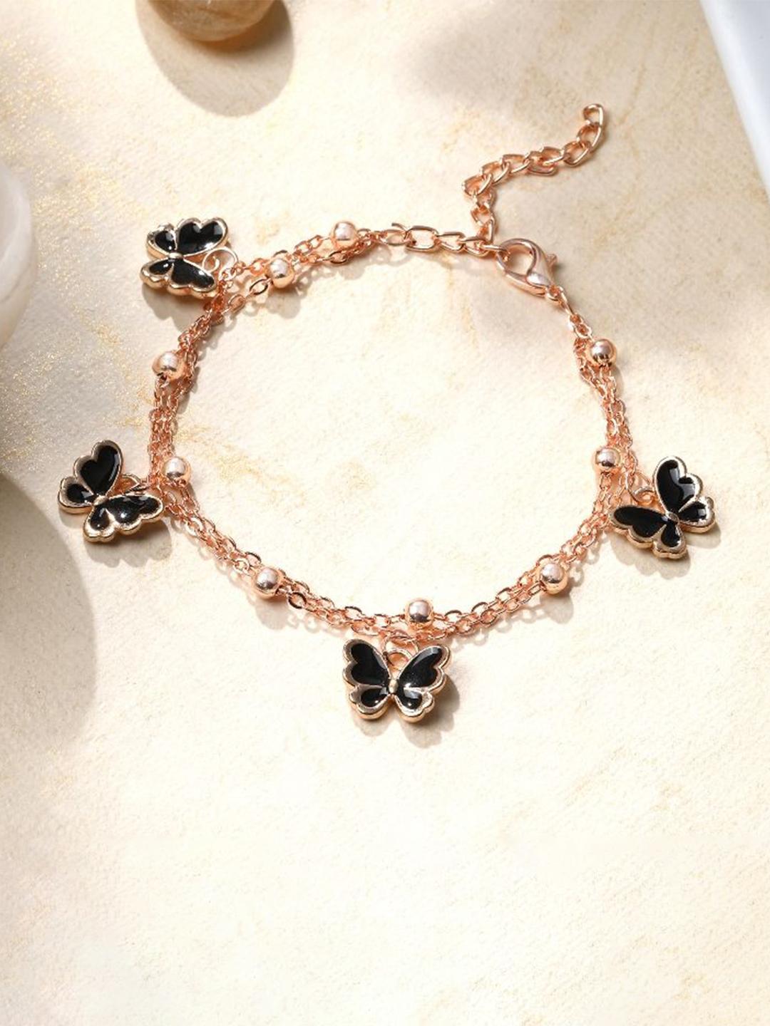 Buy Cierra Rose Gold Plated Butterfly Design Charm Bracelet - Bracelet ...