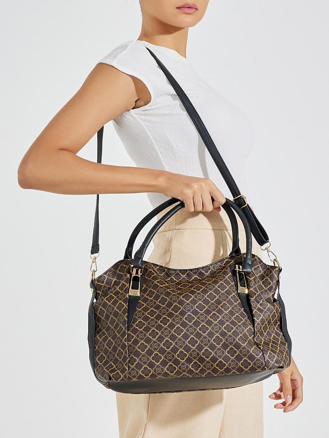 Buy Styli Geometric Printed Textured Oversized Structured Shoulder Bag ...