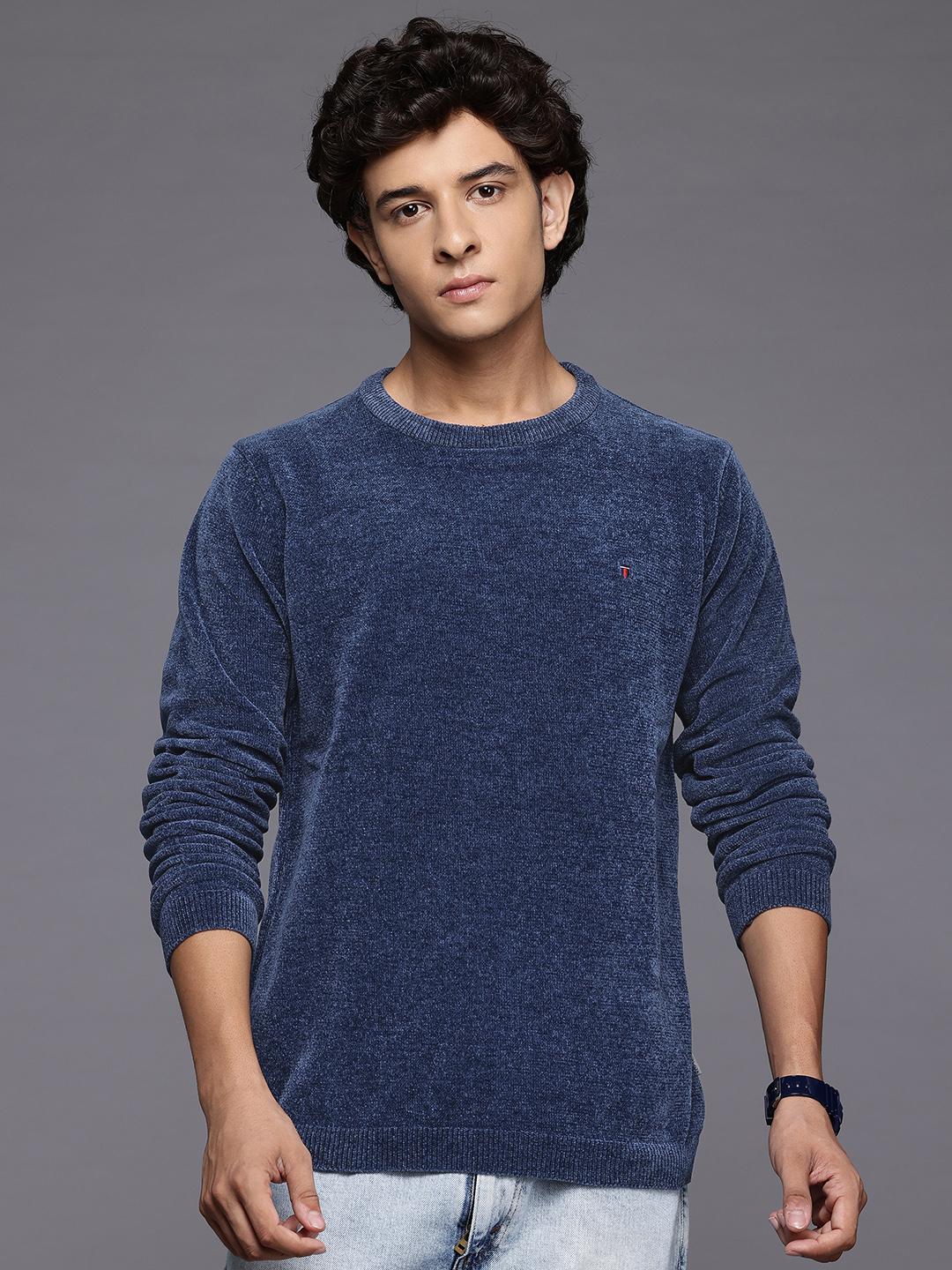 Buy Louis Philippe Jeans Round Neck Velour Pullover - Sweaters for Men ...