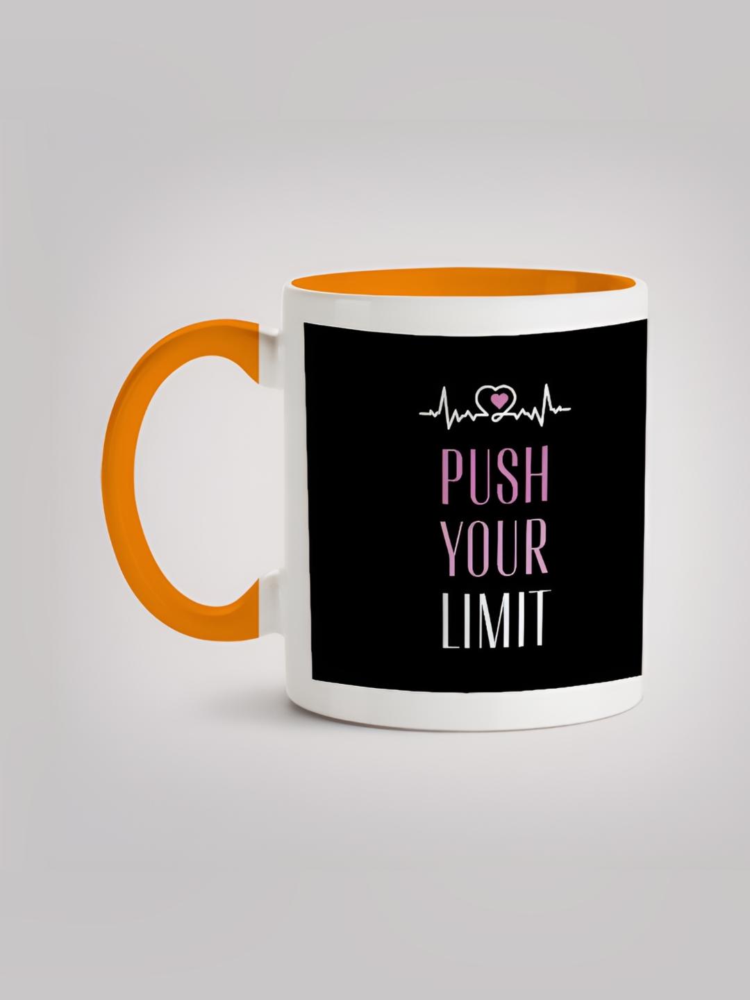 Buy MOTIVATE BOX Black & Orange Printed Ceramic Microwave Safe Glossy ...