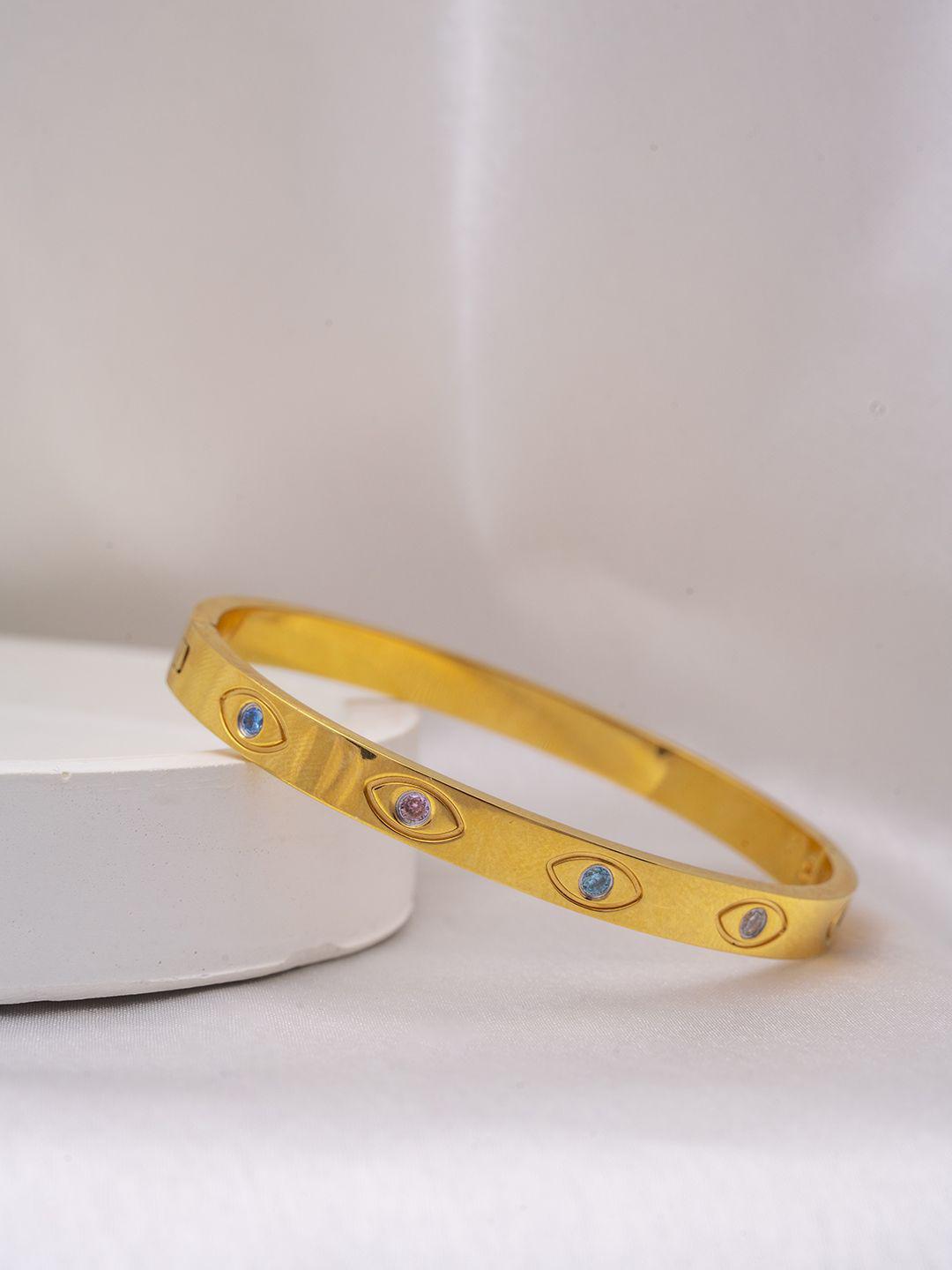Buy Perfectly Average Women & Girls 18k Gold Plated Evil Eye Bangle ...