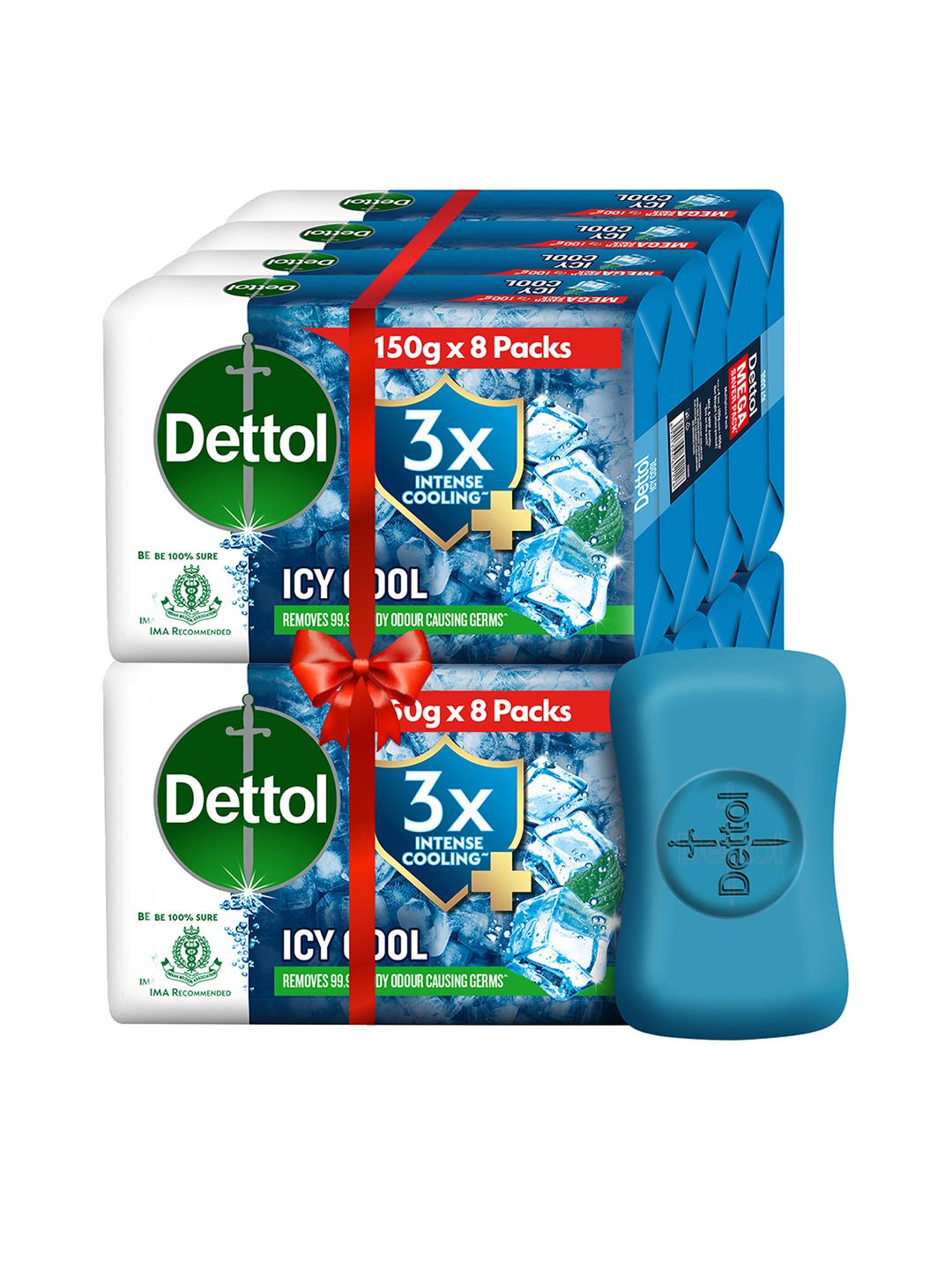 Buy Dettol Set Of 8 Icy Cool Bathing Soap Bar With 2x Menthol 150 G ...