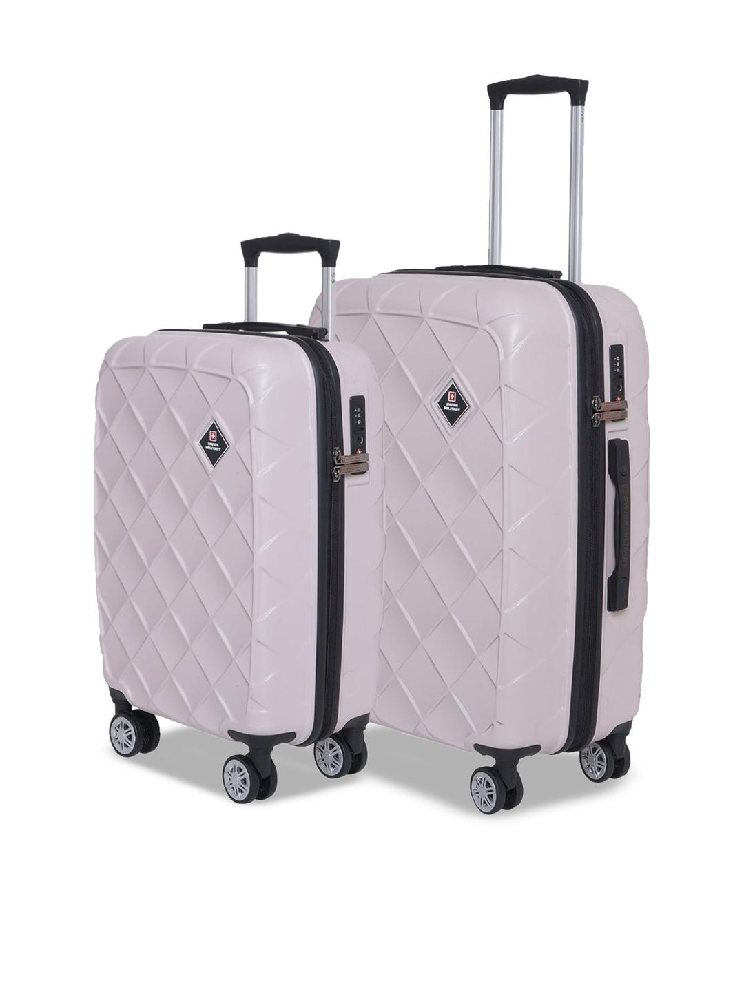 Buy SWISS MILITARY Set Of 2 Textured Hard Sided Trolley Suitcase ...