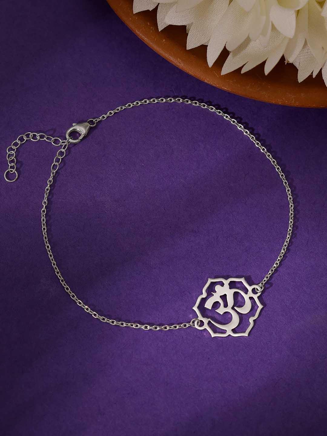 Buy GIVA 925 Silver Om Namo Bracelet Rakhi With Roli And Chawal - Rakhi ...
