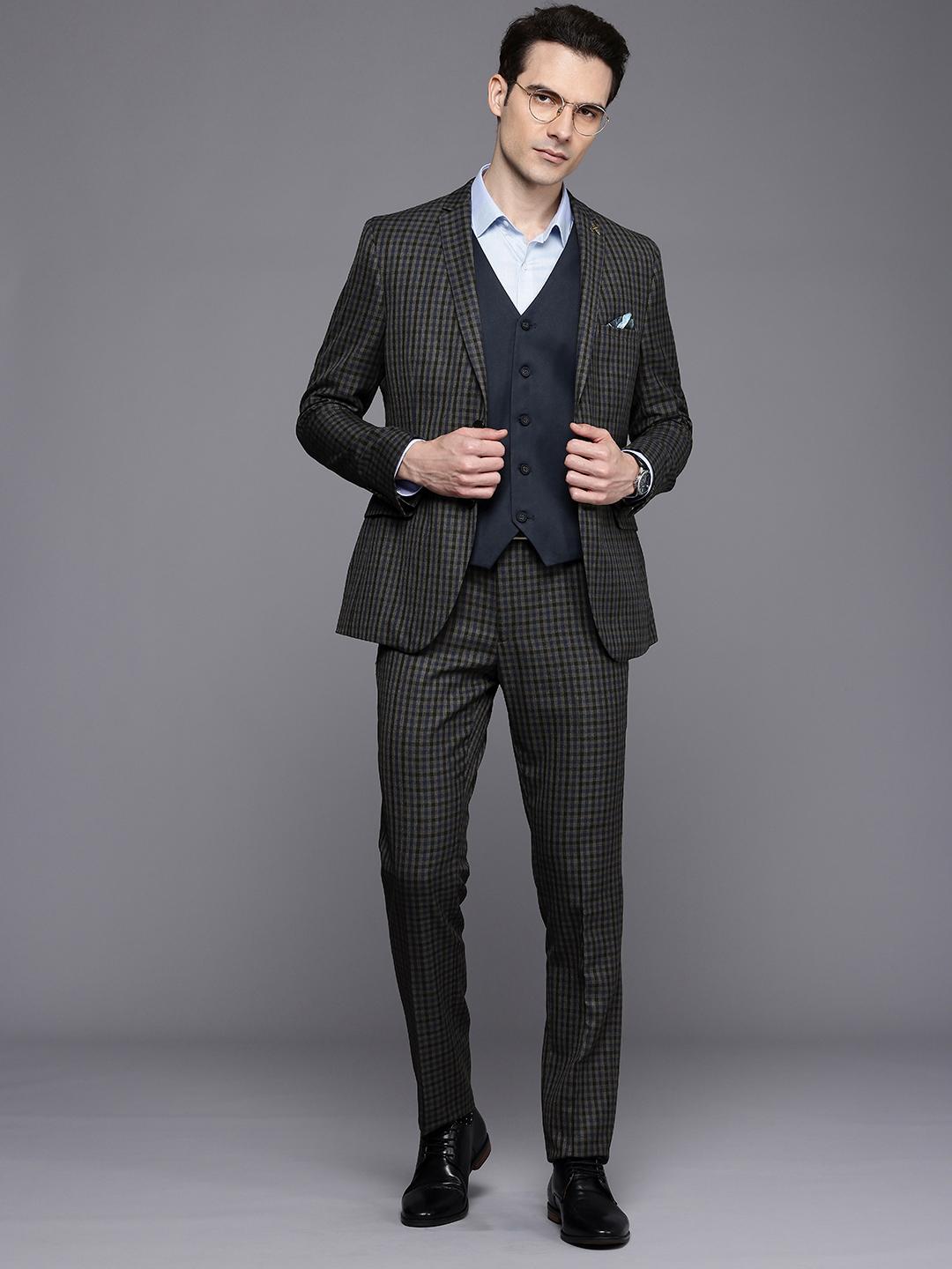 Buy Theme Men 3 Piece Checked Slim Fit Suit - Suits for Men 30421959 ...