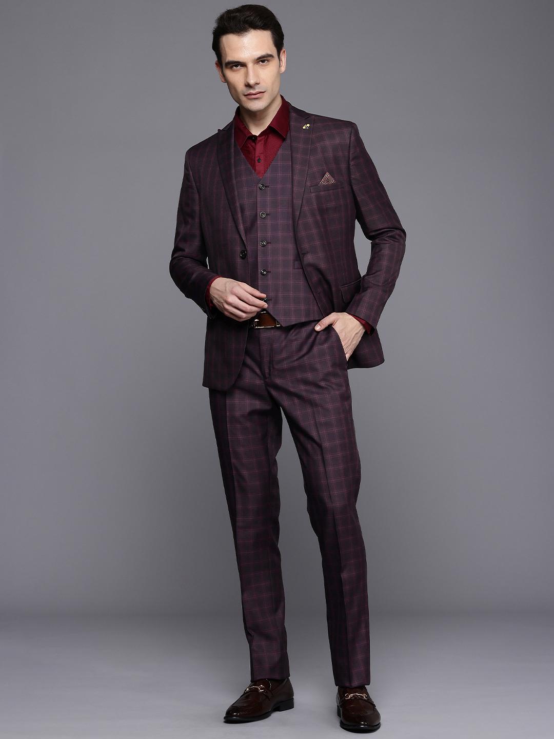 Buy Theme Men 3 Piece Checked Slim Fit Suit - Suits for Men 30421964 ...