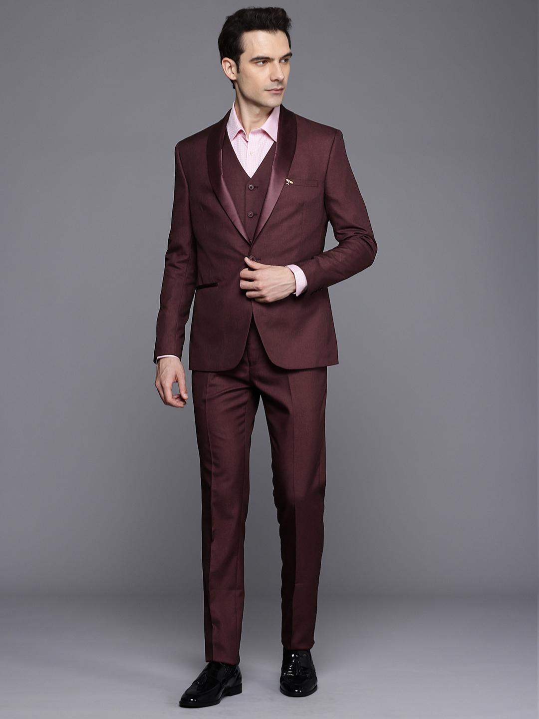 Buy Theme Men 3 Piece Solid Slim Fit Suit - Suits for Men 30421972 | Myntra