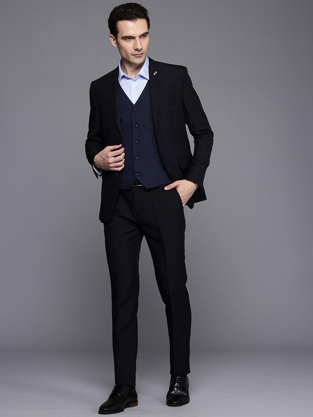 Buy Theme Men 3 Piece Solid Slim Fit Suit - Suits for Men 30421974 | Myntra