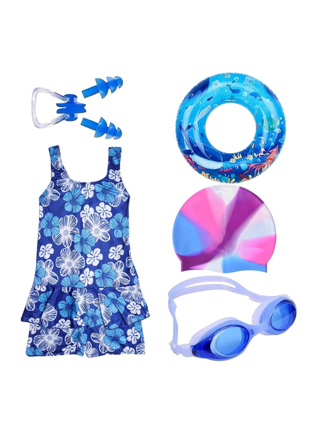 Buy JMT Wear Girls Floral Printed Swim Dress Combo Kit - Swimwear for ...