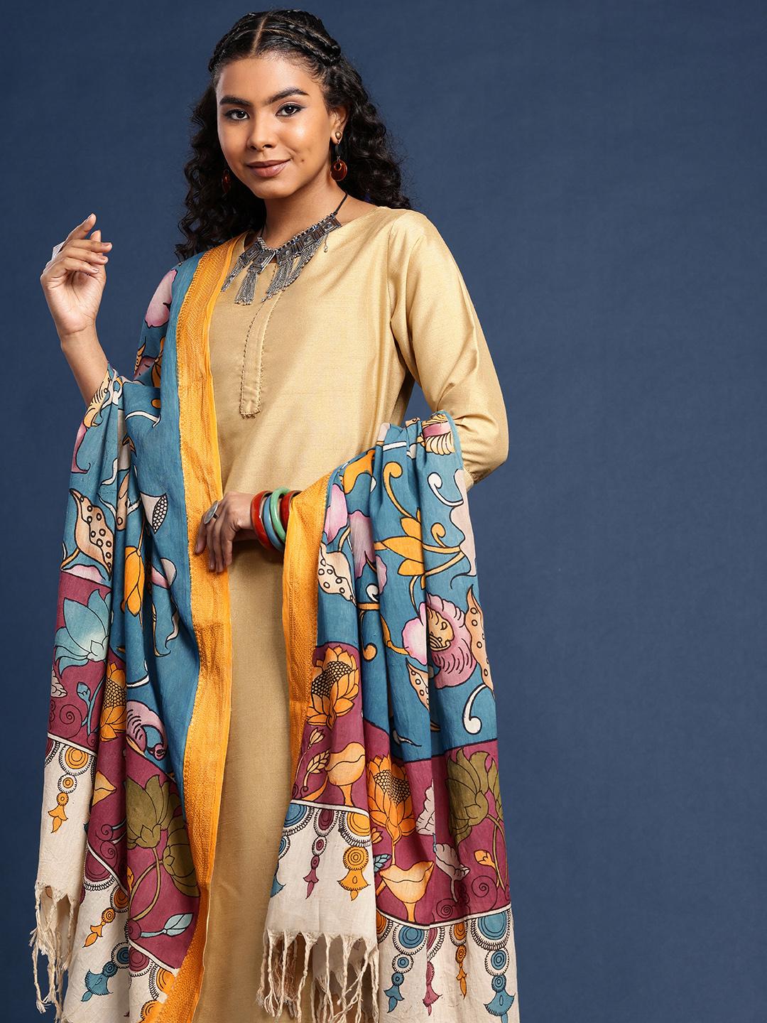 Buy Taavi Hand Painted Kalamkari Dupatta - Dupatta for Women 30441072 ...