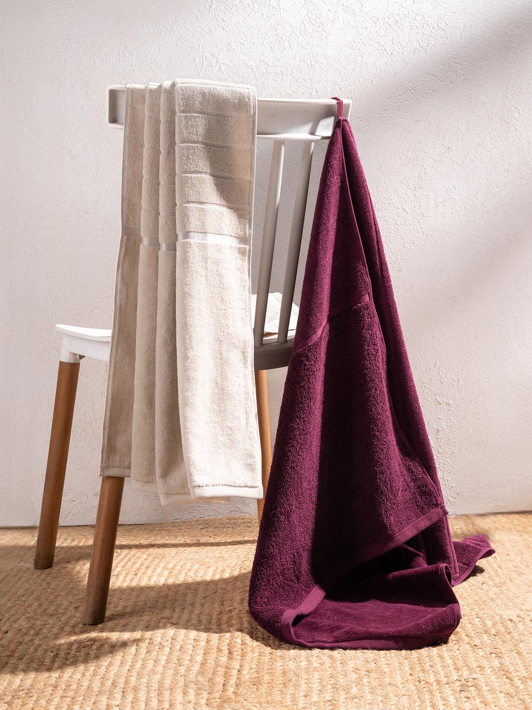 Buy DAMENSCH 500GSM Hanging Loop 2PCs Adult Regular Bath Towel 59x30In ...