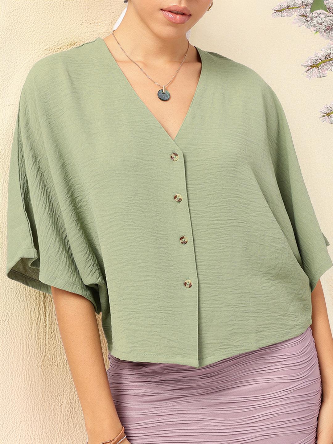Buy DressBerry X Fwd Extended Flared Sleeve Textured Top - Tops for ...