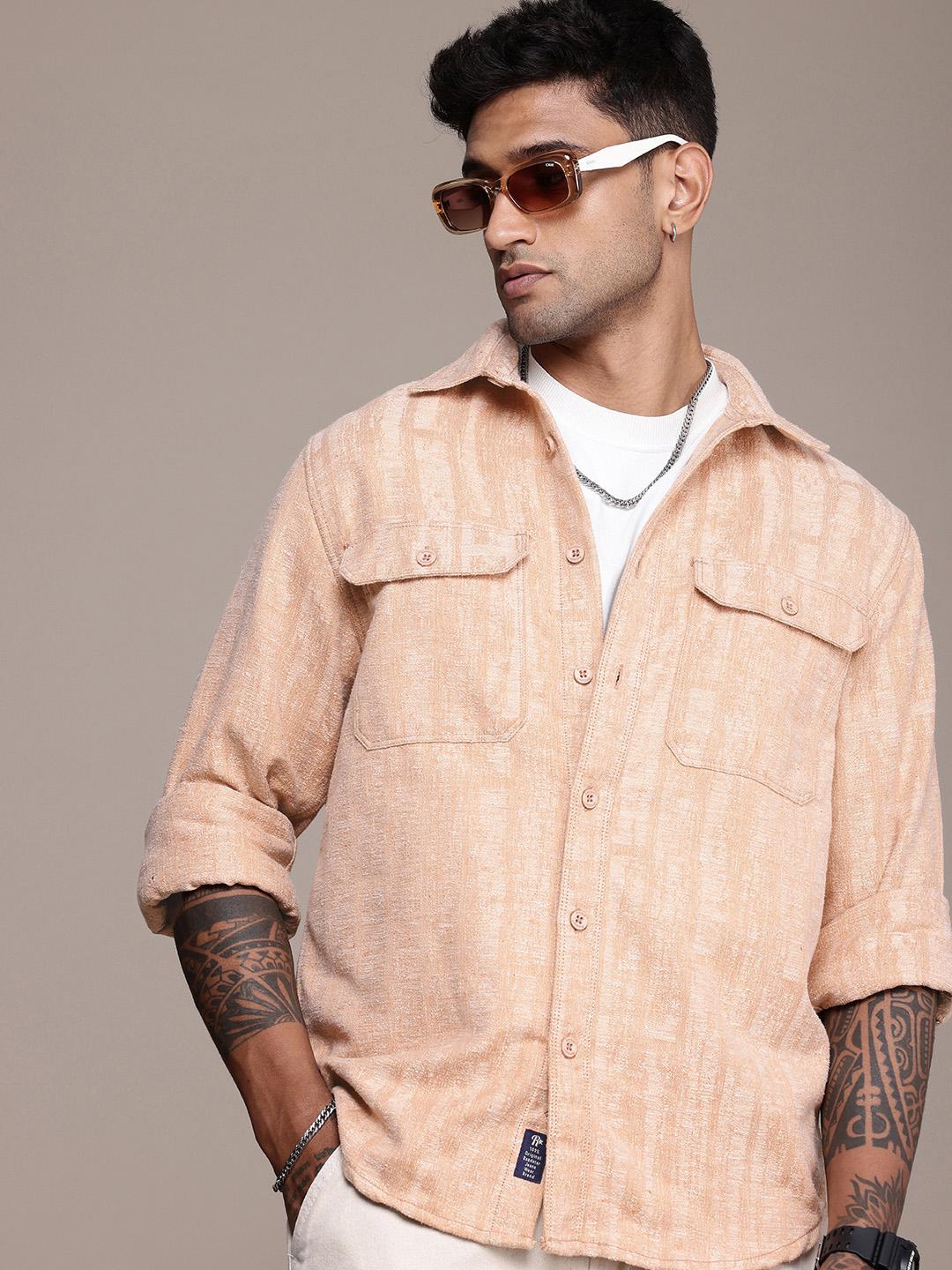 Buy The Roadster Life Co. Self Design Textured Relaxed Fit Shacket ...