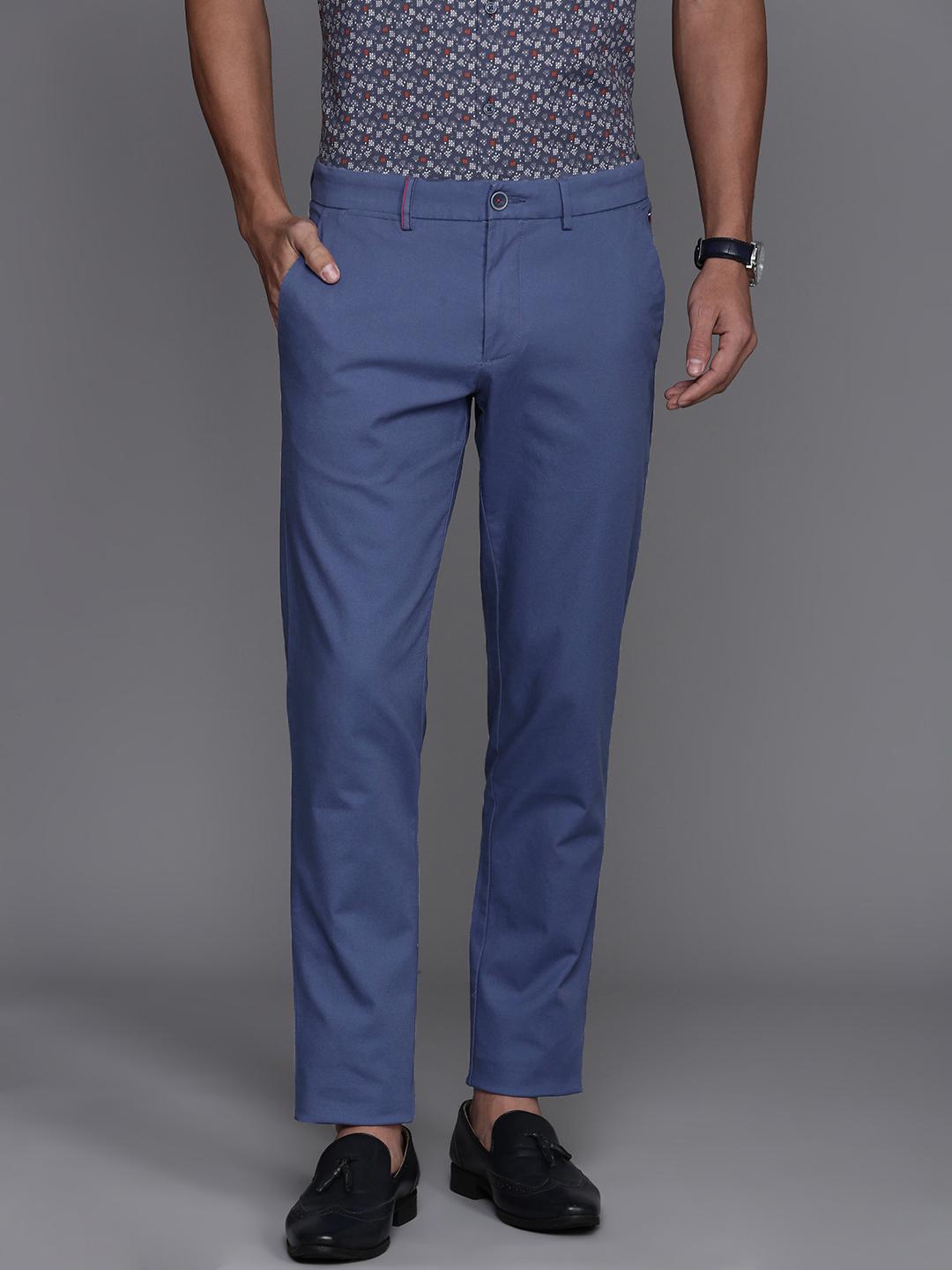Buy Louis Philippe Sport Men Tapered Fit Low Rise Smart Casual Trousers ...