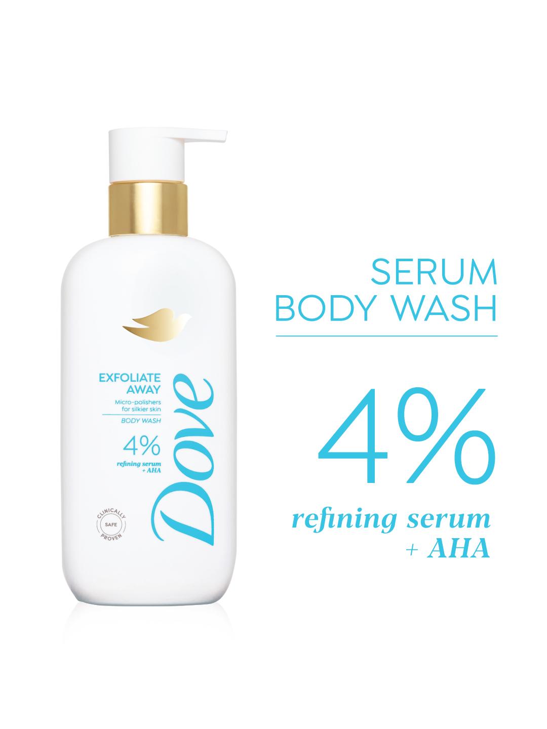 Buy Dove 4% Refining Serum + AHA Exfoliate Away Serum Body Wash 300 Ml ...