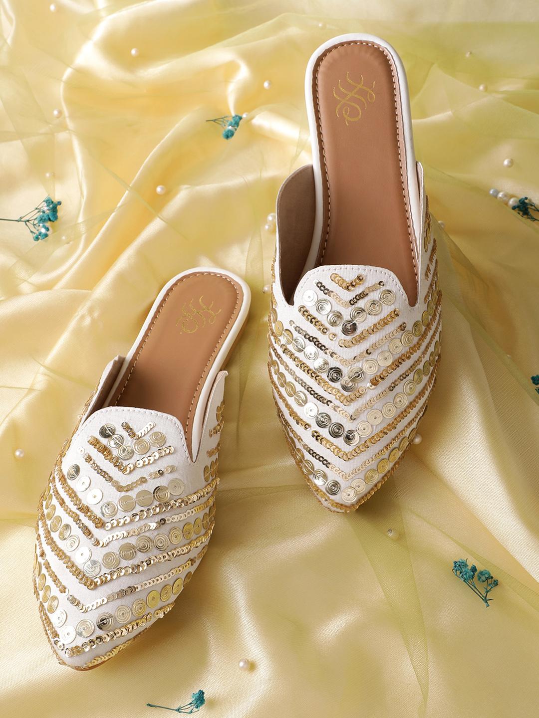 Buy House Of Pataudi Women Sequin Embellished Ethnic Mules - Flats for ...