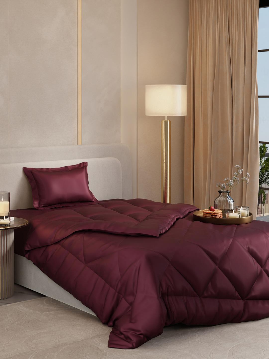 Buy Stoa Paris Date Night Collection Burgundy Solid 3 Piece Single ...