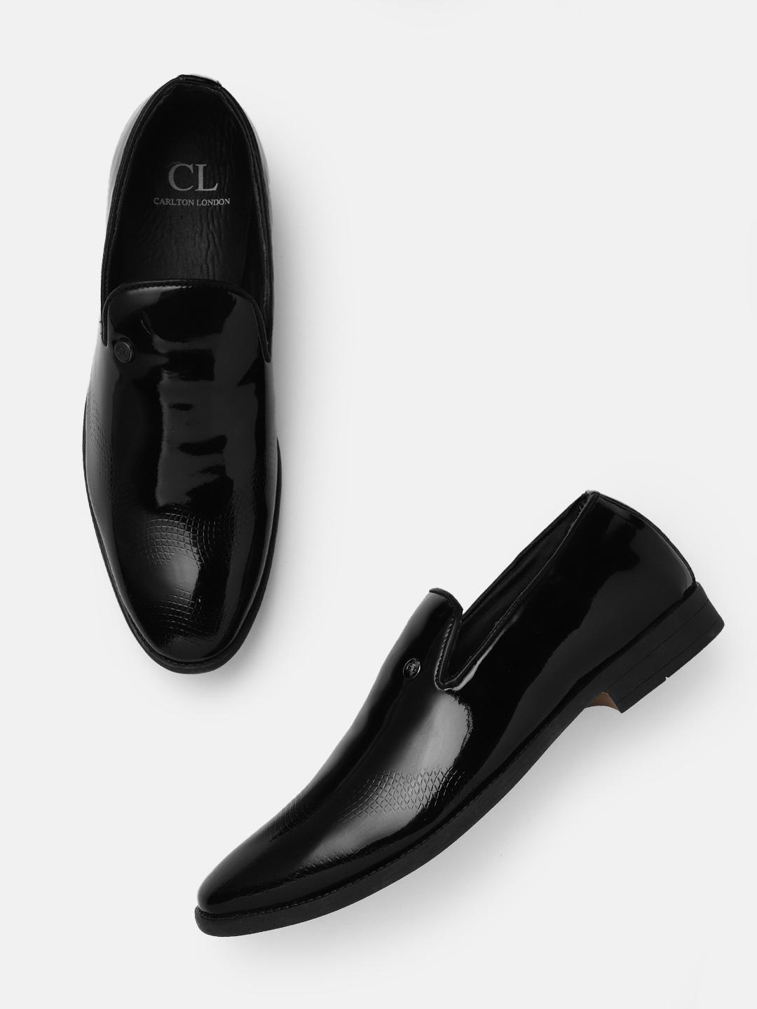 Buy Carlton London Men Glossy Textured Formal Slip Ons - Formal Shoes ...