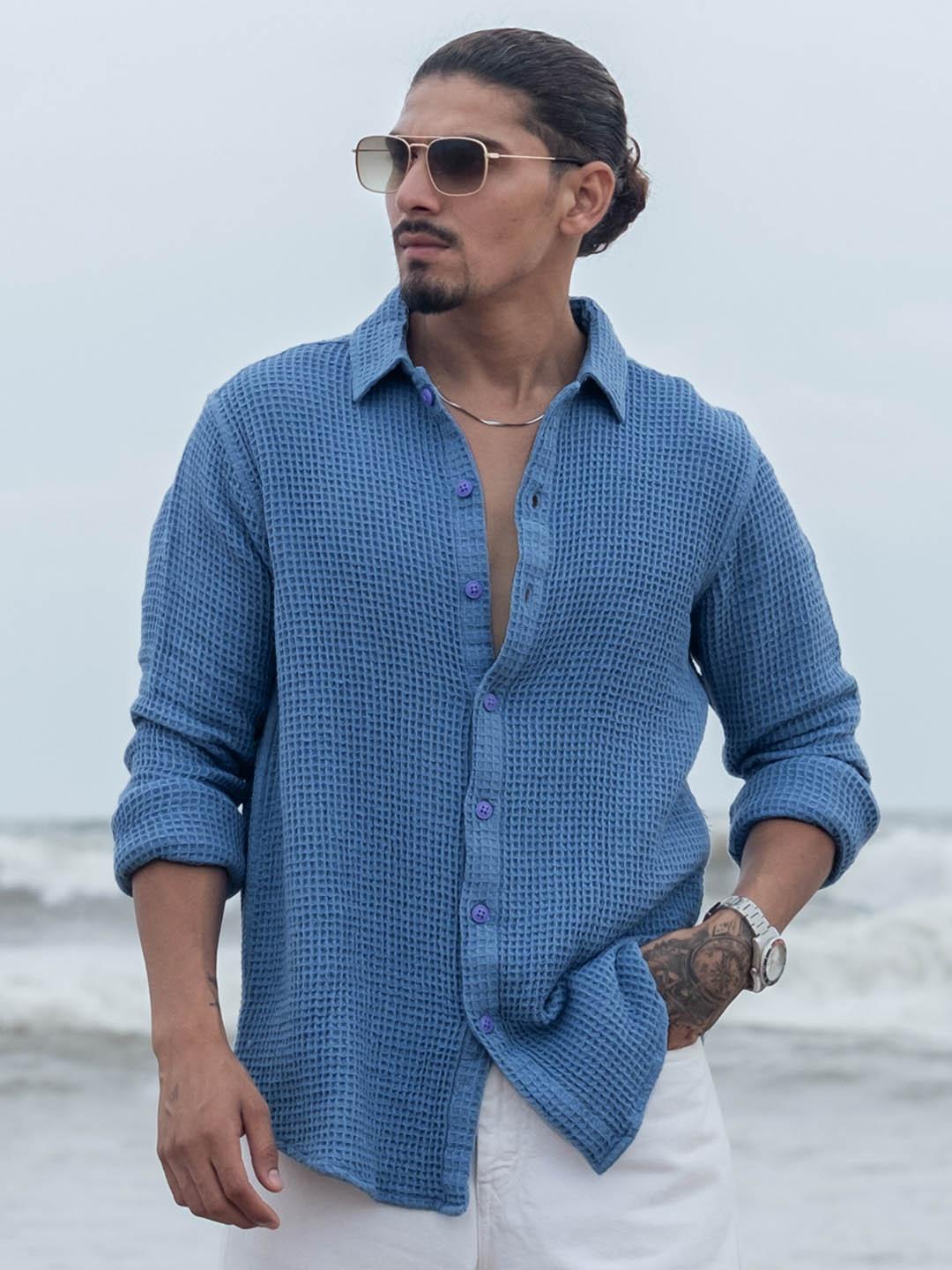 Buy Powerlook Men Textured Opaque Casual Shirt - Shirts for Men ...