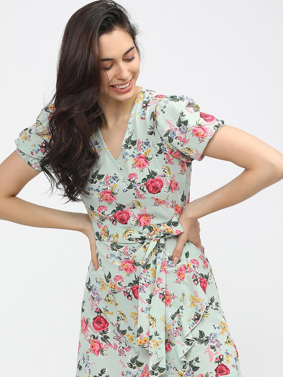 Buy Tokyo Talkies Women Floral Printed Wrap Dress With Belt - Dresses ...