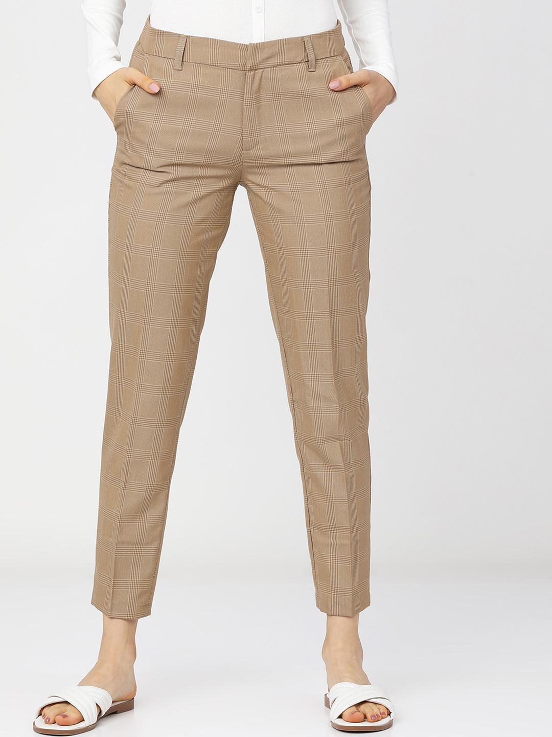 Buy Tokyo Talkies Women Checked Formal Trousers - Trousers for Women ...