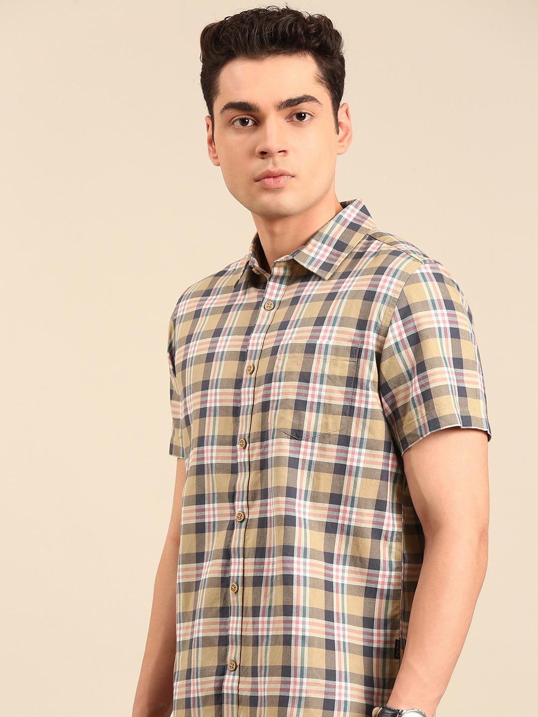 Buy Being Human Pure Cotton Slim Fit Opaque Checked Casual Shirt ...