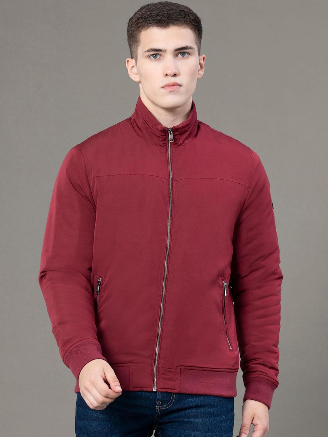 Buy Red Tape Men Solid Stand Collar Bomber Jacket - Jackets for Men ...