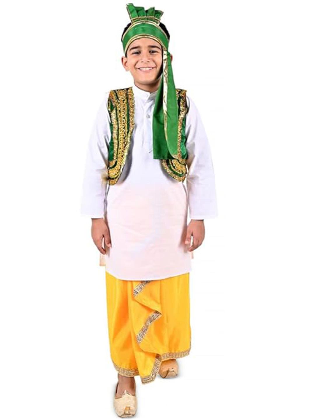 Buy Itsmycostume Boys Kurta With Dhoti , Jacket & Cap Punjabi Folk ...