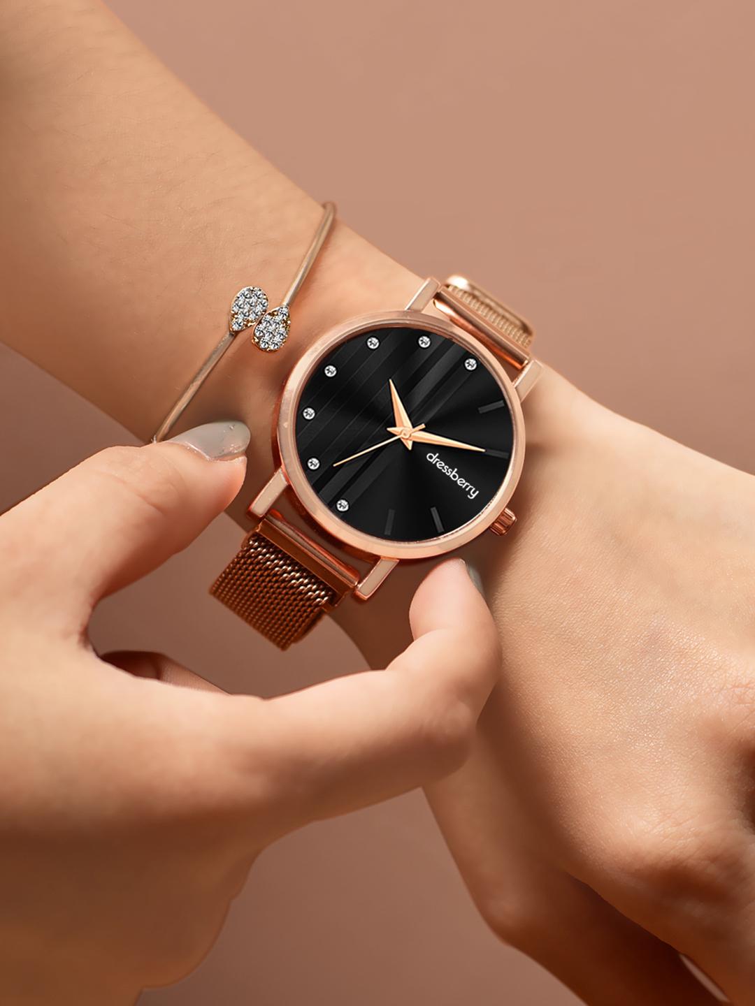 Buy DressBerry Women Embellished Analogue Watch & Bracelet Gift Set ...
