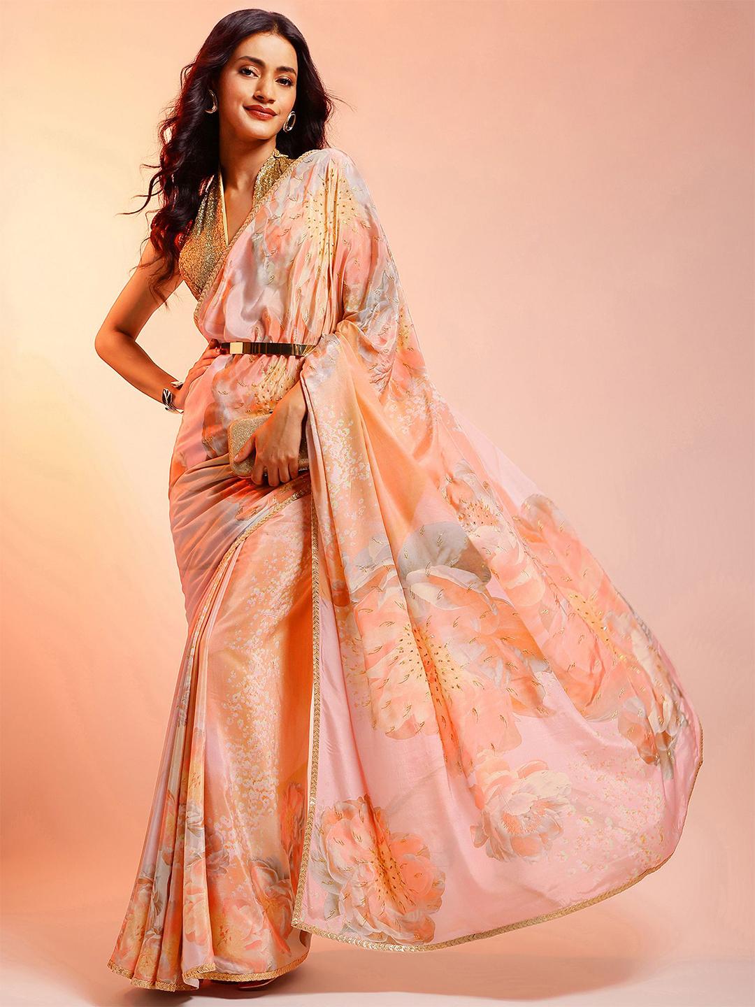 Buy Navyasa By Liva Floral Pure Crepe Printed Saree - Sarees for Women ...