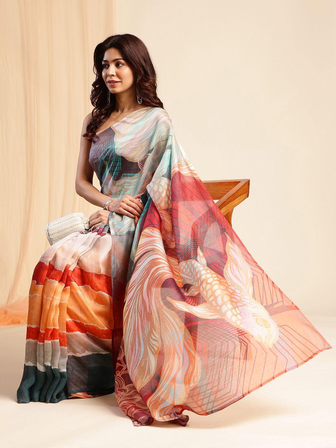Buy Navyasa By Liva Abstract Printed Liva Saree - Sarees for Women ...