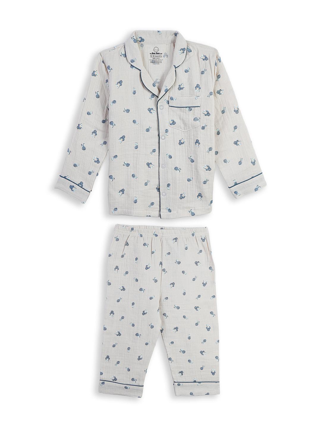 Buy The Boo Boo Club Unisex Kids Cotton Muslin Printed Night Suit ...