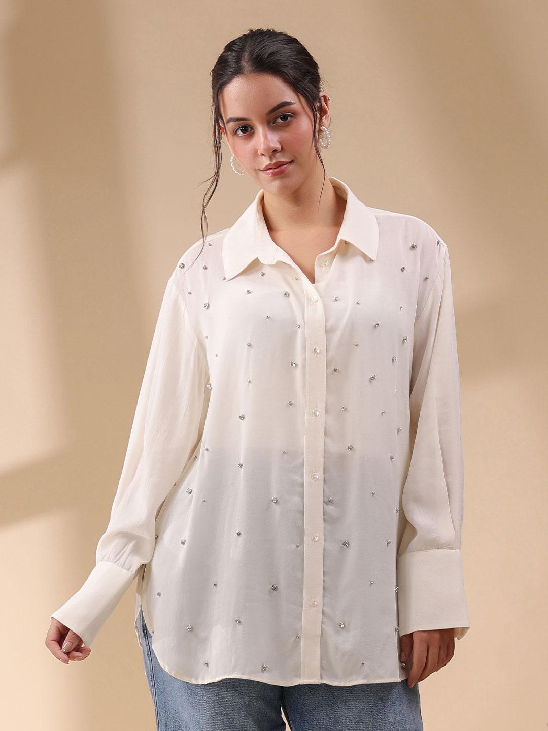 Buy Nyaro Embellished Shirt Style Top - Tops for Women 30972302 | Myntra
