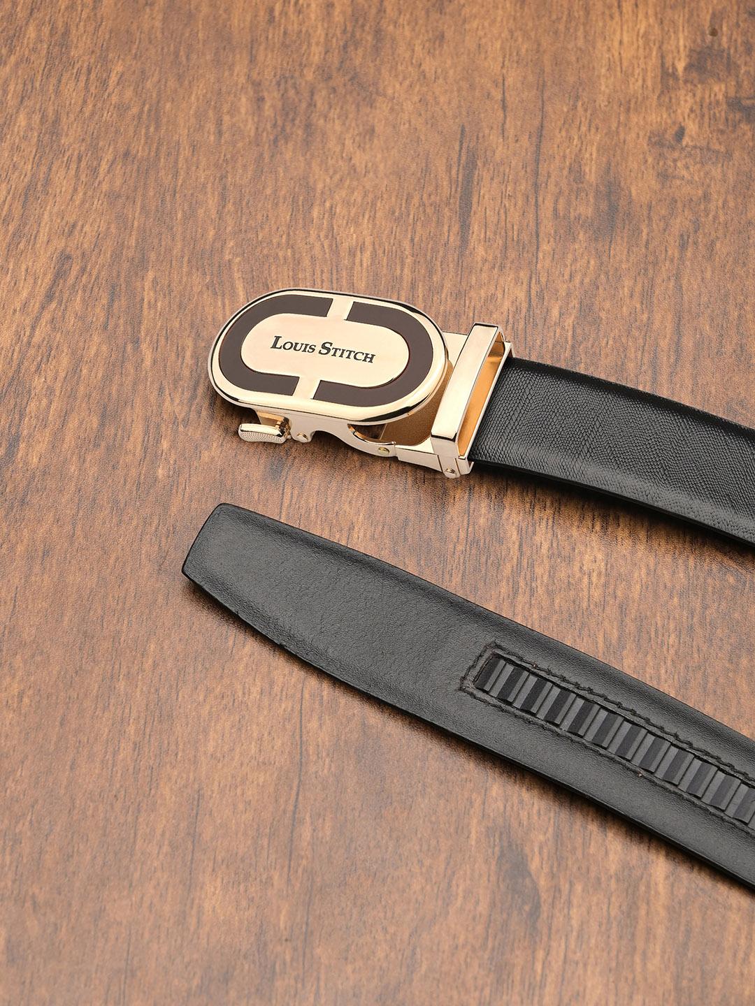 Buy LOUIS STITCH Premium VT Leather Men Auto Lock Buckle Belt - Belts ...