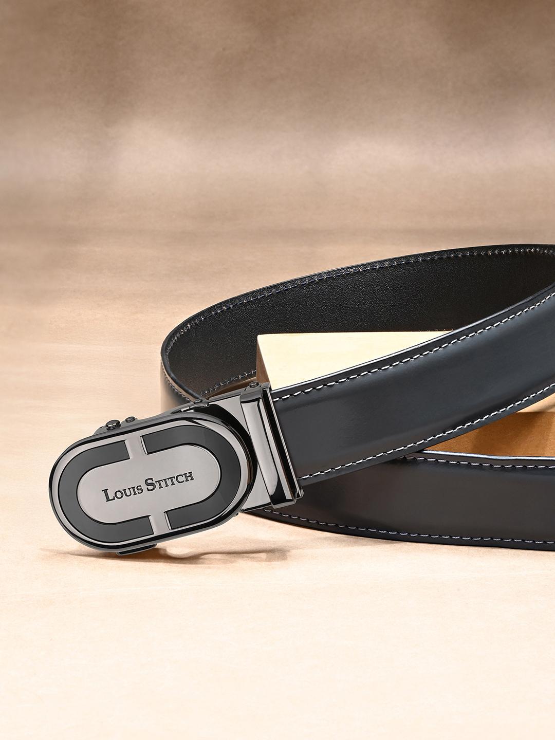 Buy LOUIS STITCH Premium VT Leather Men Auto Lock Buckle Belt - Belts ...