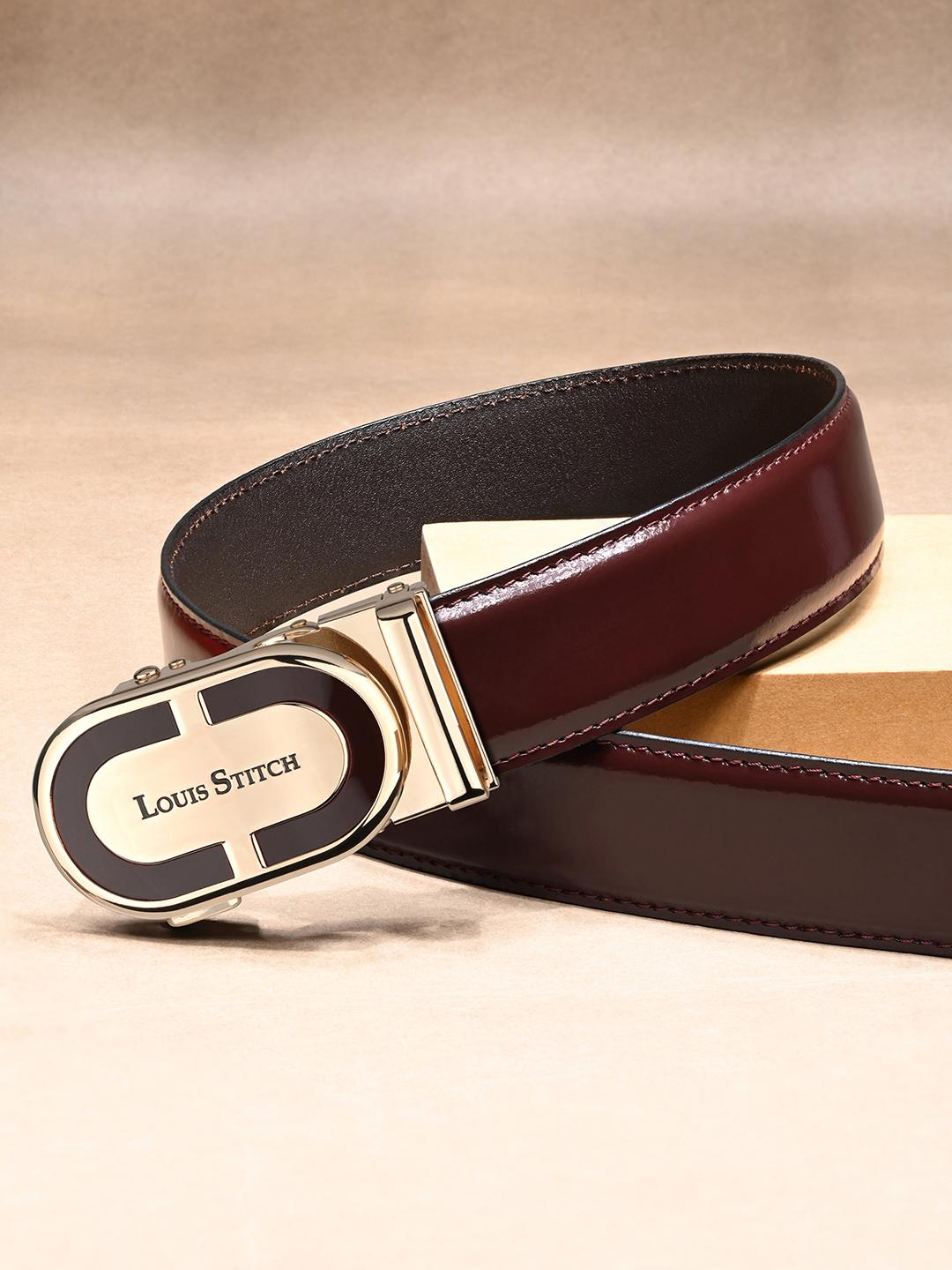 Buy LOUIS STITCH Premium VT Leather Men Auto Lock Buckle Belt - Belts ...