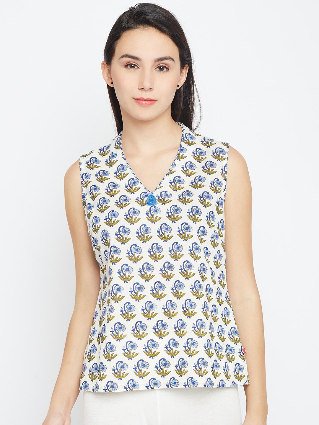 Buy Biba Women Assorted Printed A Line Pure Cotton Top - Tops for Women ...