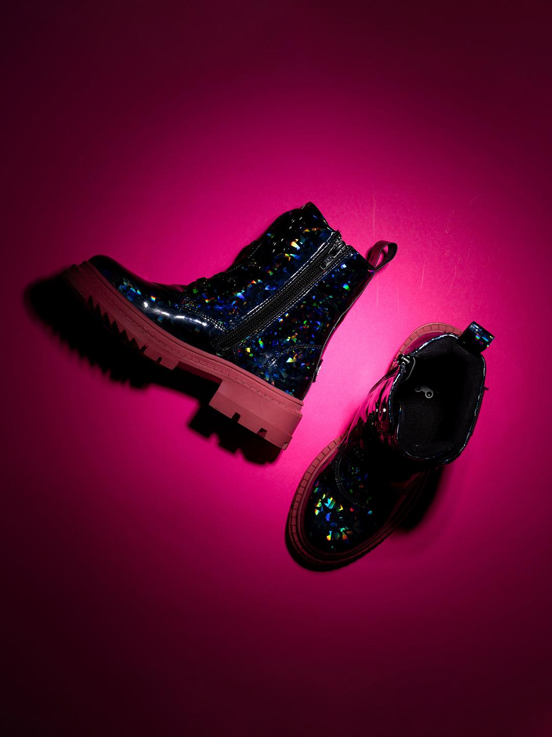 Buy HOPUP Solid Girls Glitter Hi Top Boots - Boots for Unisex Kids ...