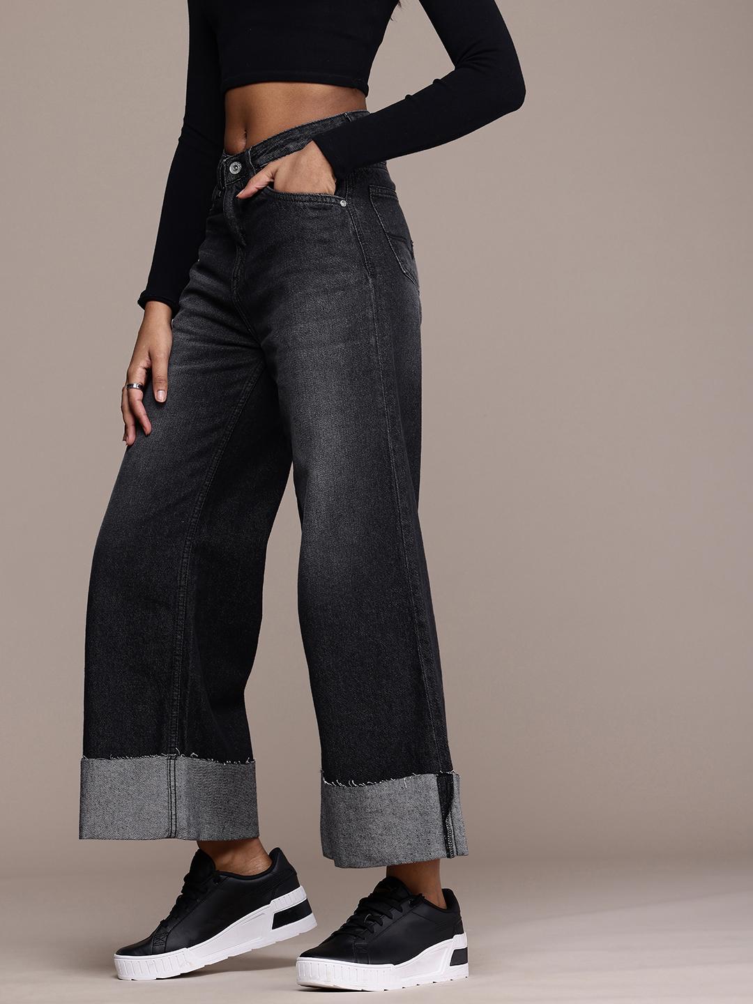 Buy The Roadster Life Co. Women High Rise Wide Leg Heavy Fade Jeans ...