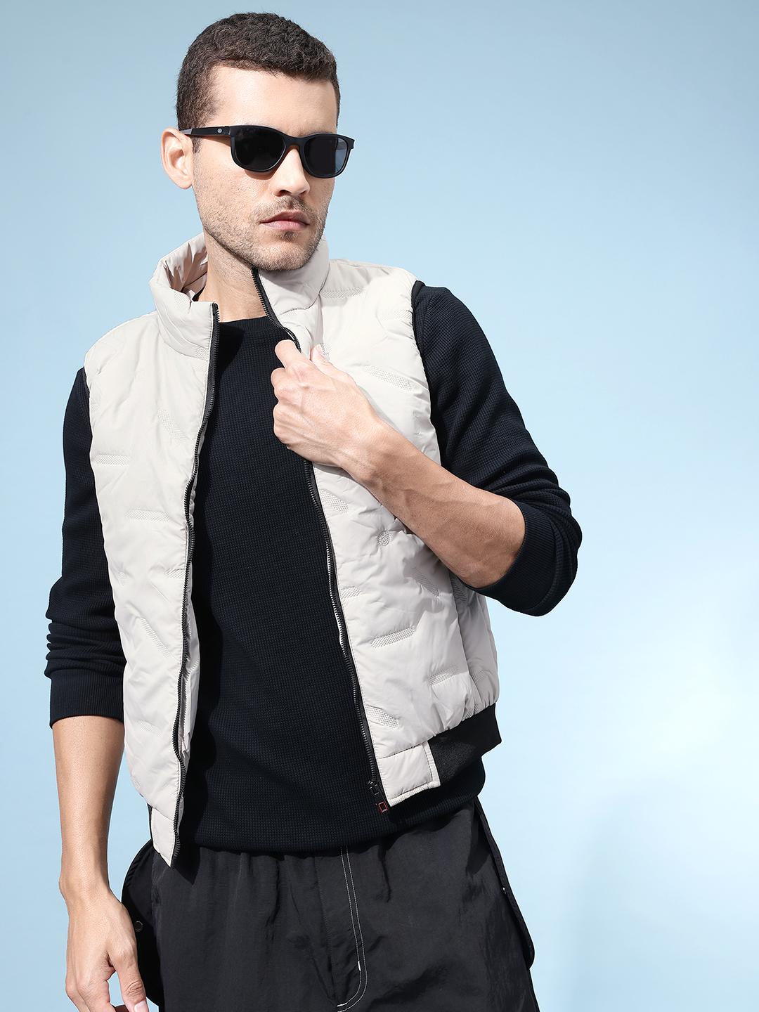 Buy StyleCast X Revolte Mock Collar Textured Gilet - Jackets for Men ...