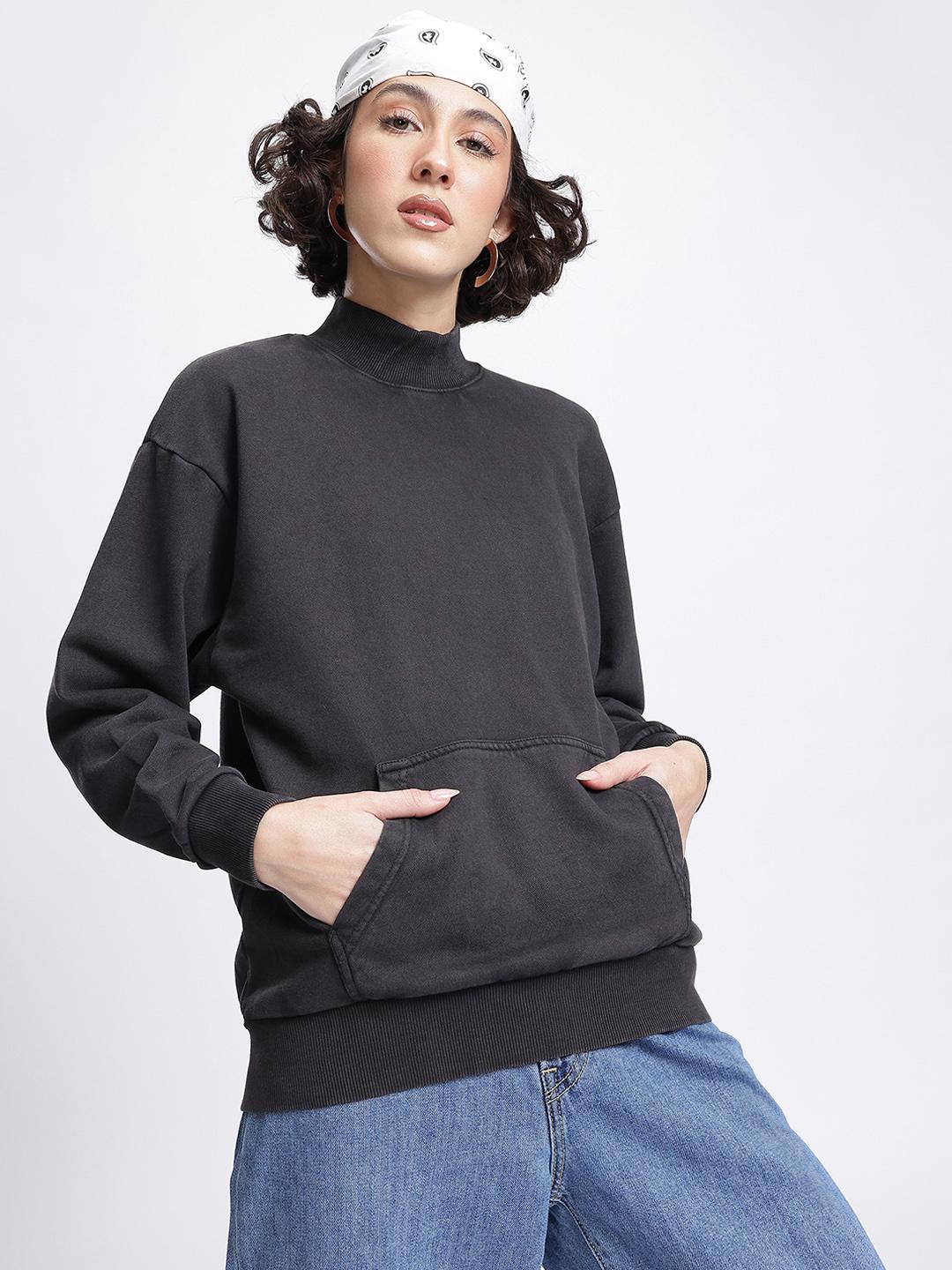Buy DressBerry High Neck Drop Shoulder Sweatshirt - Sweatshirts for ...