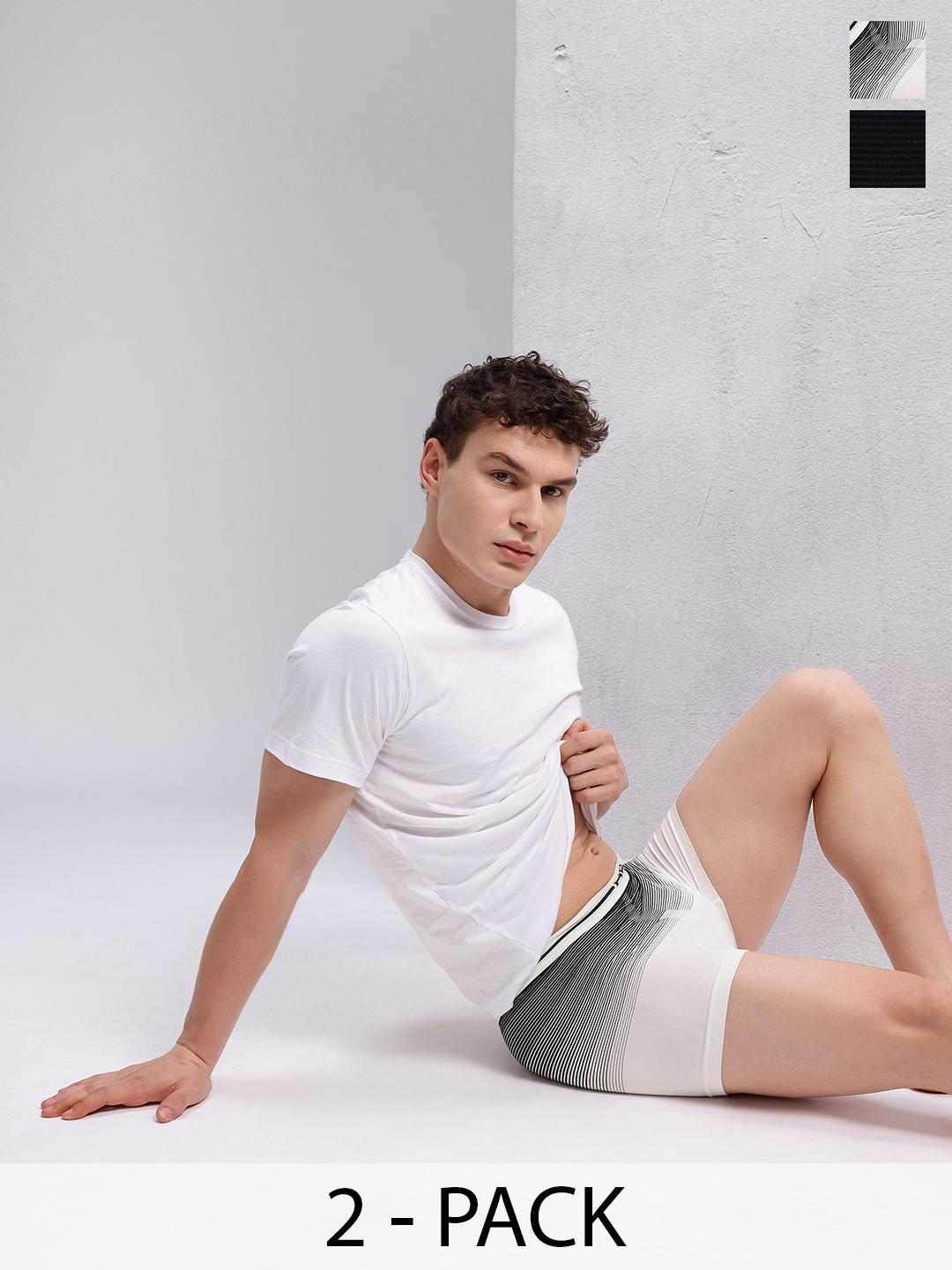 Buy HRX By Hrithik Roshan Men Pack Of 2 Assorted Seamless Trunks ...